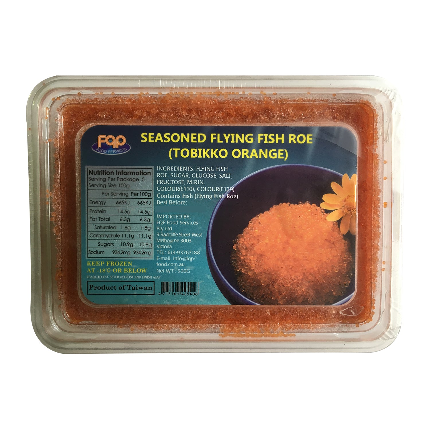 Seasoned Flying Fish Roe (Tobikko Orange) 500g
